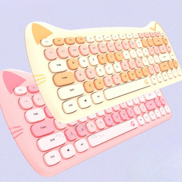 MOFII GEEZER Super-Cute Kitty Cat Shape Wireless Keyboard and Mouse ...