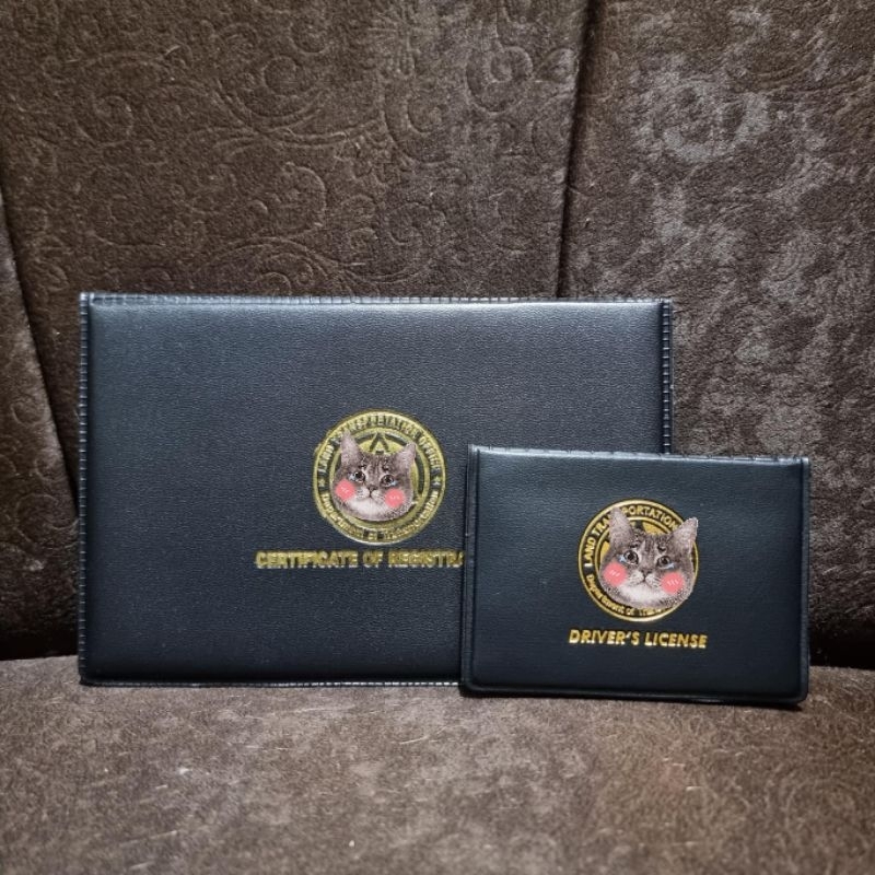 ORCR and Drivers License Holder Leatherette type with stamping | Shopee ...