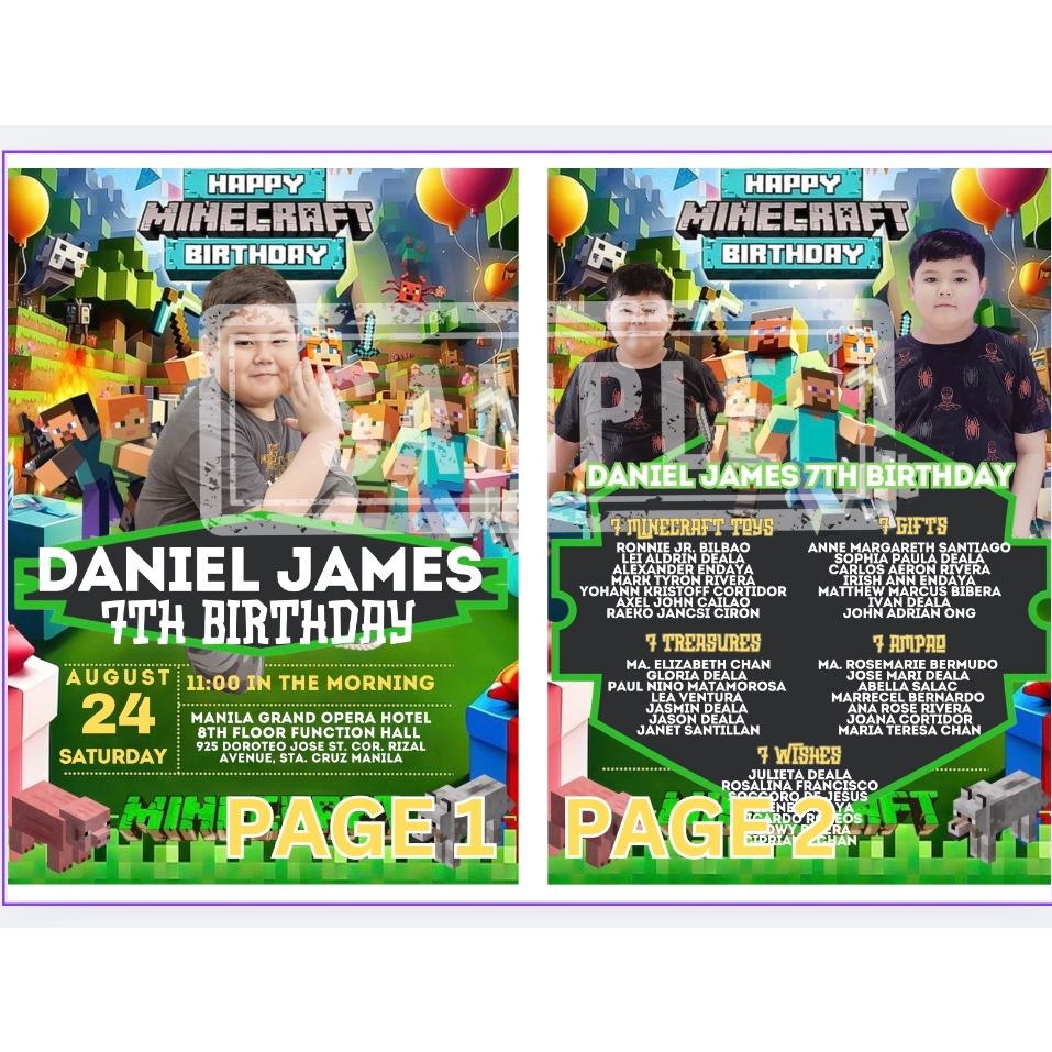 Minecraft - 7th birthday Invitation with 7th Traditions Free Layout ...