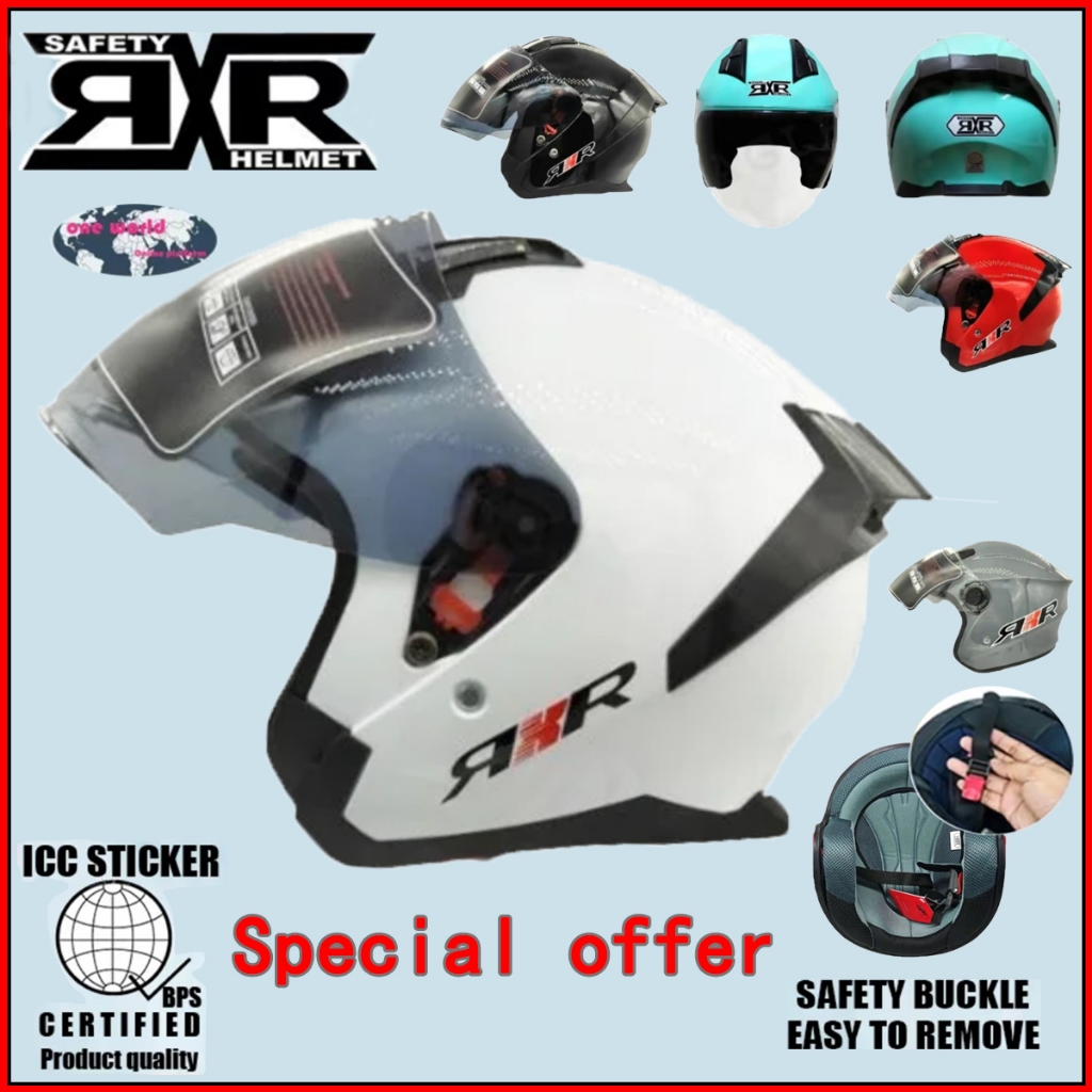 RXR Half Face Helmet Singer Visor Motorcycle Helmet Black Visor cool ...