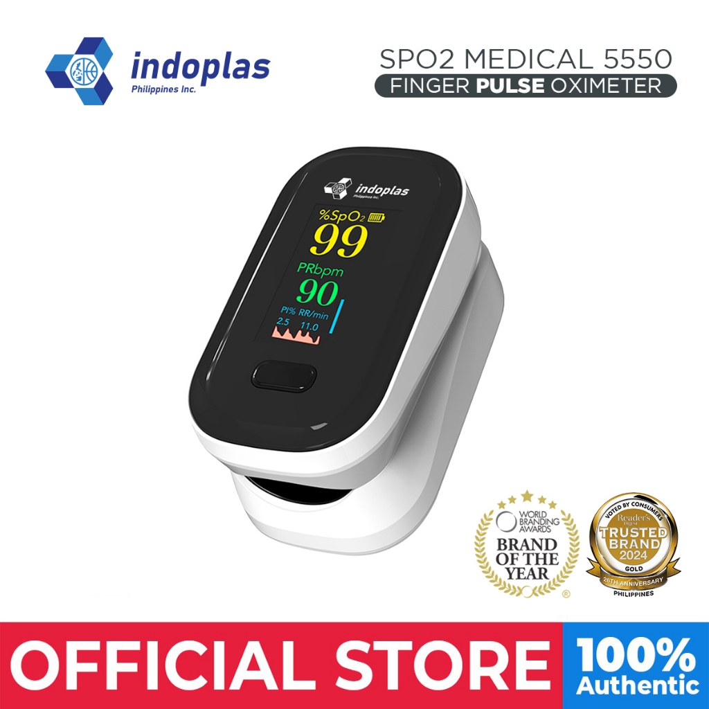 Indoplas Pulse Oximeter SPO2 Medical 5550 with Respiratory Rate FDA Certified | Shopee Philippines