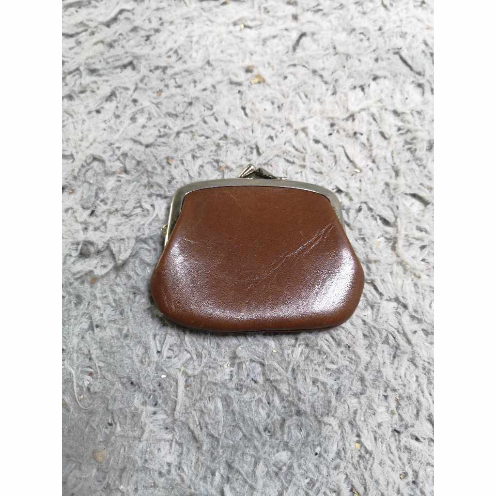 Brown Leather Kiss Lock Purse | Shopee Philippines