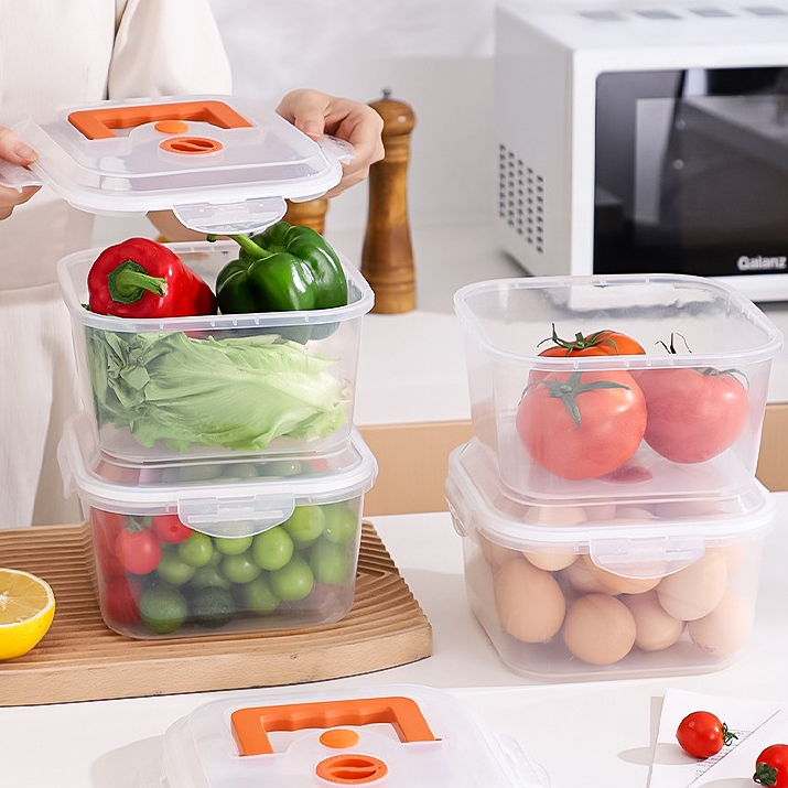 HALOMALL 1pc Food Fresh Keeper Storage Box with Lid Transparent Plastic ...