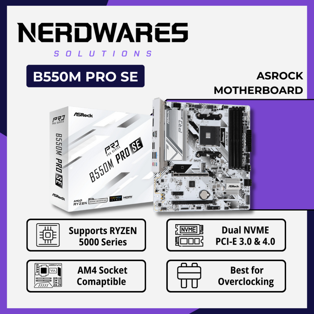 AsRock B550M PRO SE AMD AM4 Socket DDR4 Motherboard | Shopee Philippines