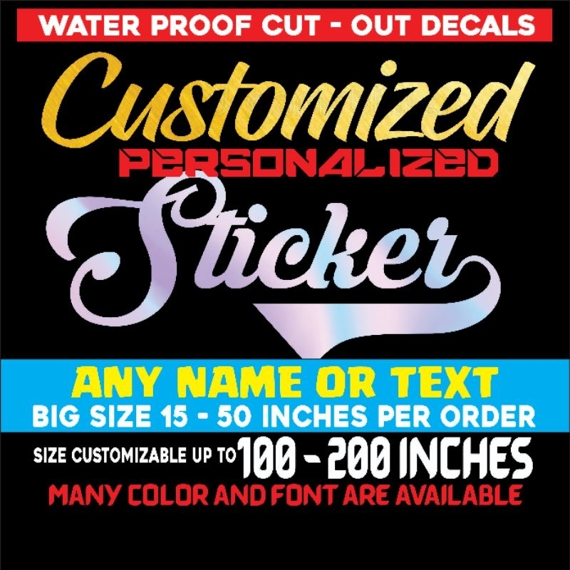 Customize Sticker NAME "BIG SIZE" (Cut -Out decals) | Shopee Philippines