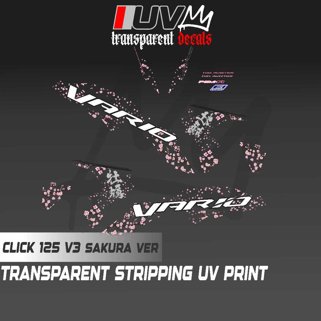 TRANSPARENT HONDA CLICK 125 V3 SAKURA DESIGN DECALS | Shopee Philippines