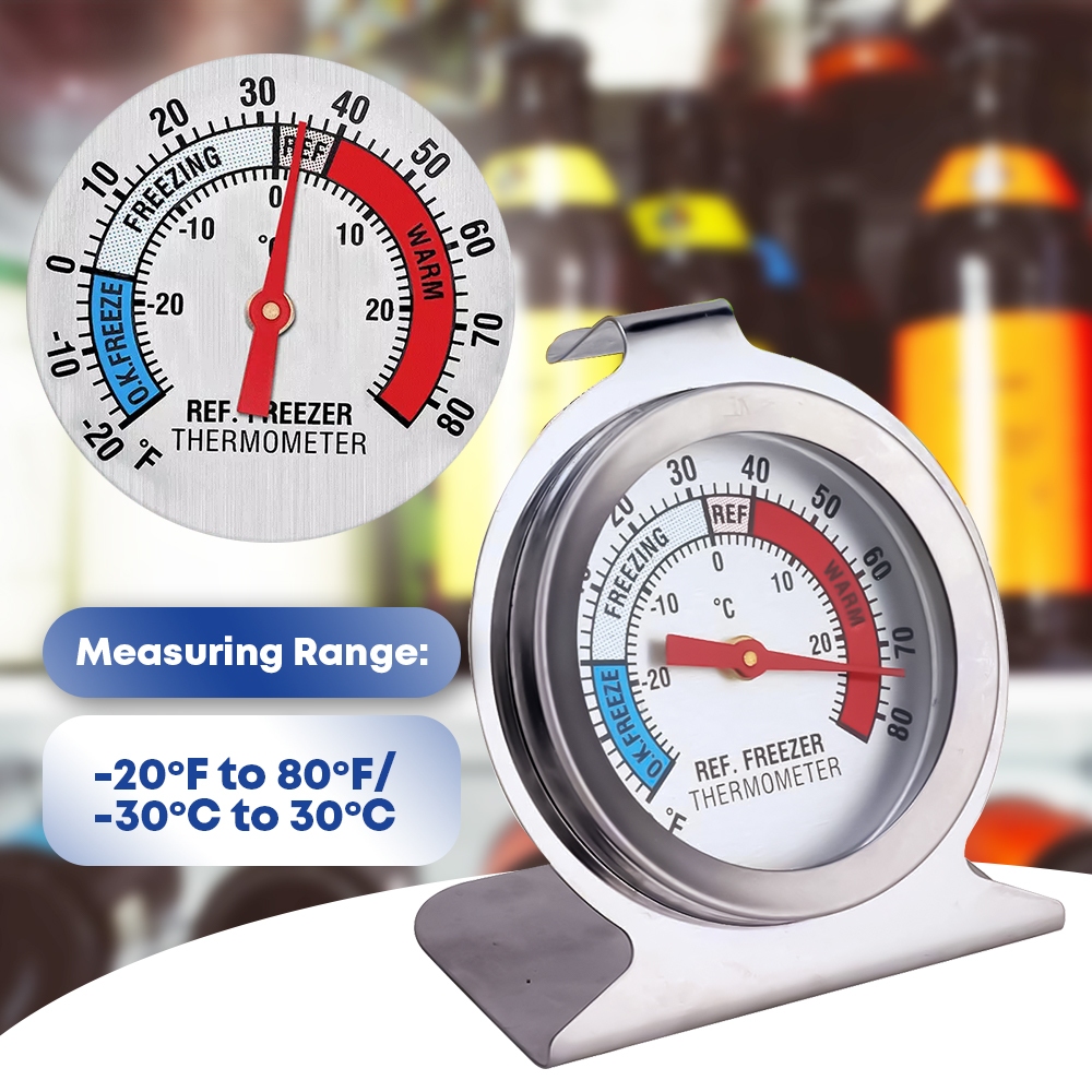Refrigerator Freezer Thermometer Stainless Steel Dial Type Thermometer ...