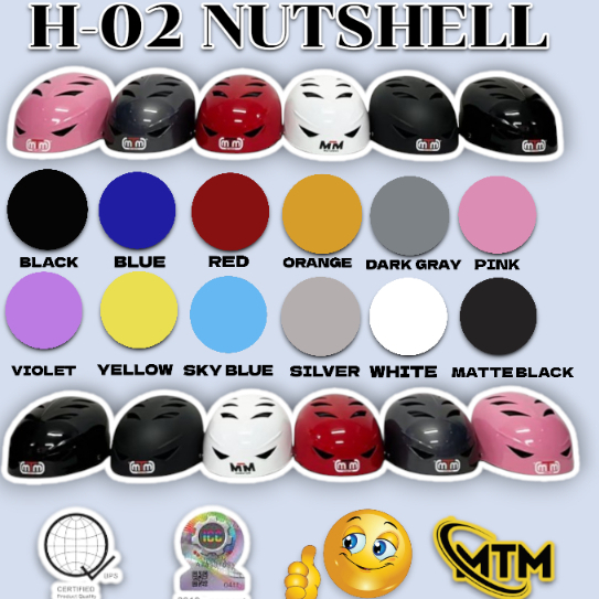 MTM H -02 NUTSHELL Motorcycle/ Bike Nutshell Open Face Helmet MTM ...