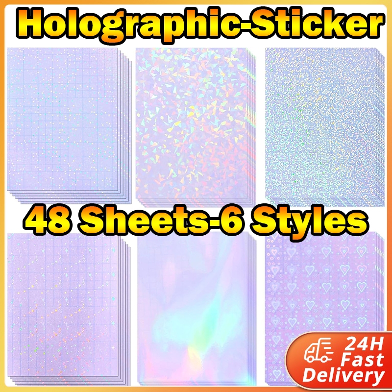 48 Sheets Holographic-Sticker Paper Paper A4 Size Waterproof-Rainbow ...