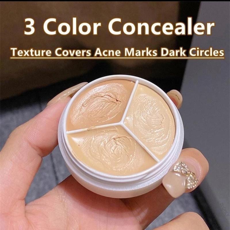 3-color Concealer Cover Spots Acne Marks Dark Circles Tear Ditch Moisturizing Repair Powder ...