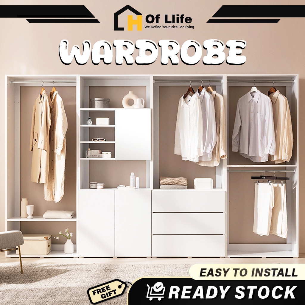 Doorless Wardrobe Storage Cabinet Extra Larger Storage Space Drawer ...
