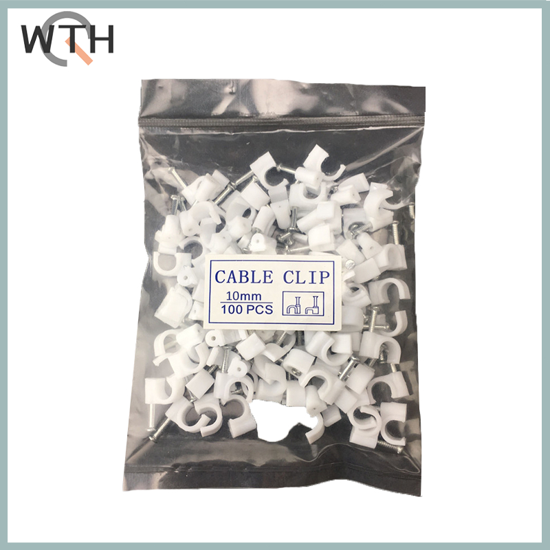 WTH Cable clamp Cable Clips 100pcs. (PVC Clips) Cable Ethernet TV Telephone Wires Nail Clips ...