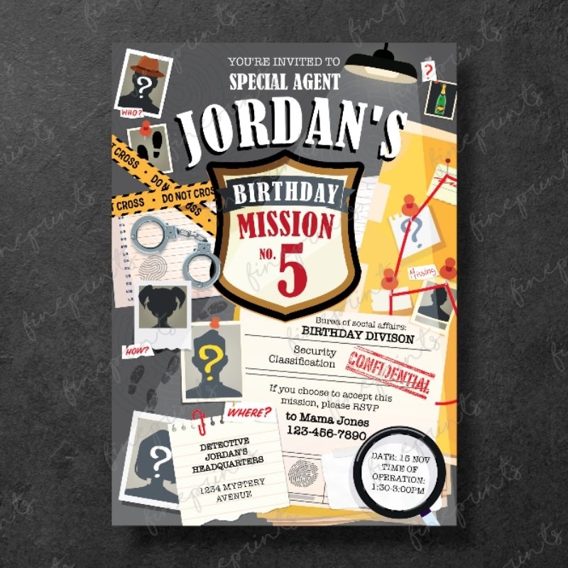 Spy Secret Special Agent Invitation - (Image Layout Only) | Shopee ...