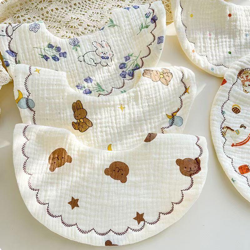 360 Degree Rotatable Bibs For Babies Soft 4-Layer Cotton Fabric Baby ...