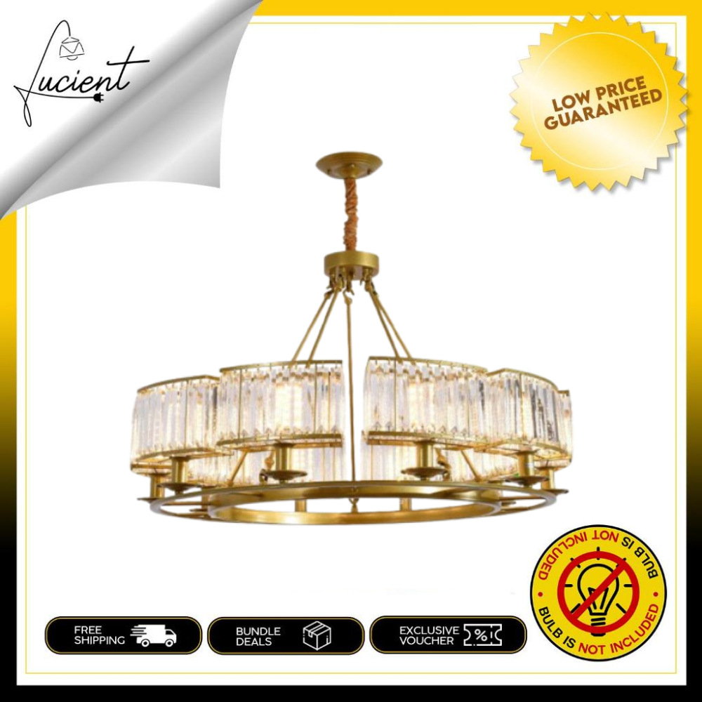 LUCIENT Copper Crystal Chandelier 8/12 Heads E14 Bulb ( Bulb not ...