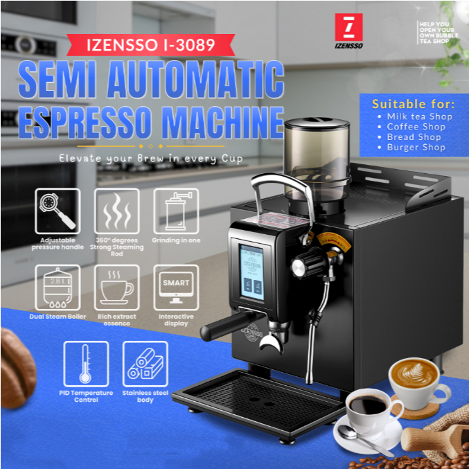 Semi-auto Espresso Machine SN-3089 Izensso Black 2 IN1 tea Coffee Maker ...