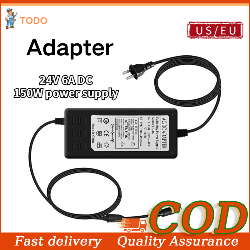 150W Power Adapter DC24V 6A Adapter US EU Plug Power Supply Transformer ...