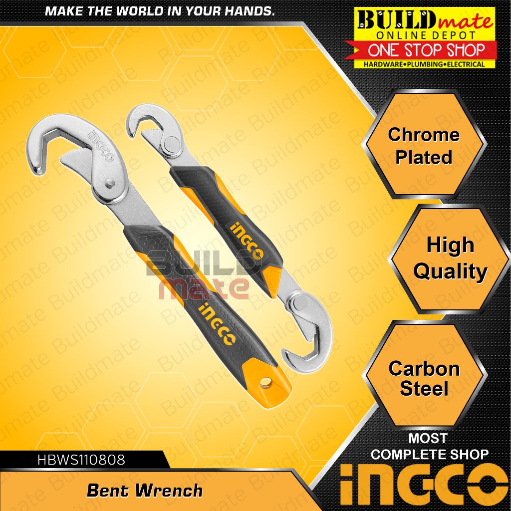 BUILDMATE Ingco 2pcs Universal Adjustable Plumber Bent Wrench Set ...