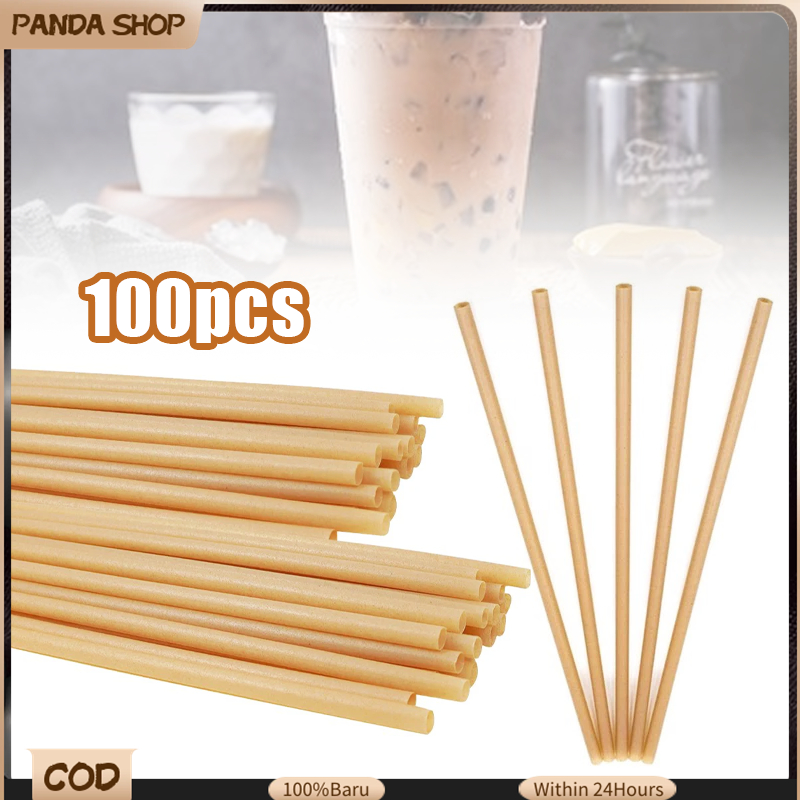 100pcs 6*190mm Sugarcane Straw Disposable Kraft Paper Straw ...