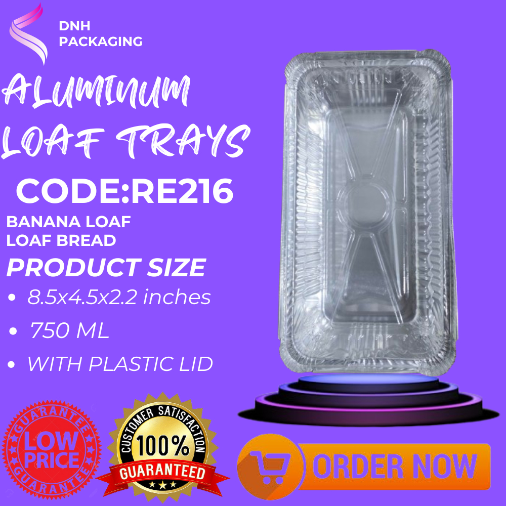 HD PACKAGING [ RETAIL PCS. ] Aluminum LOAF Tray w/ Cover ( 8.5x4.5x2 ...