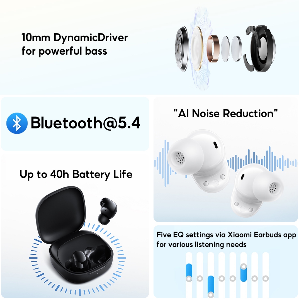 Xiaomi Redmi Buds 6 Play Bluetooth 5.4 AI Noise Reduction 10mm Dynamic ...