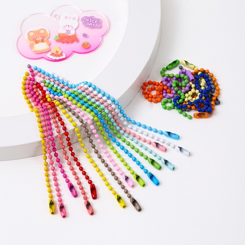 10Pcs 10cm Metal Colored Ball Bead Chains fits KeyChain hand tag ...