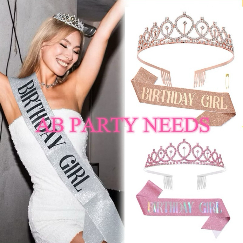 2pcs Set Birthday Girl Birthday Crown and Sash for Women Girls Birthday ...