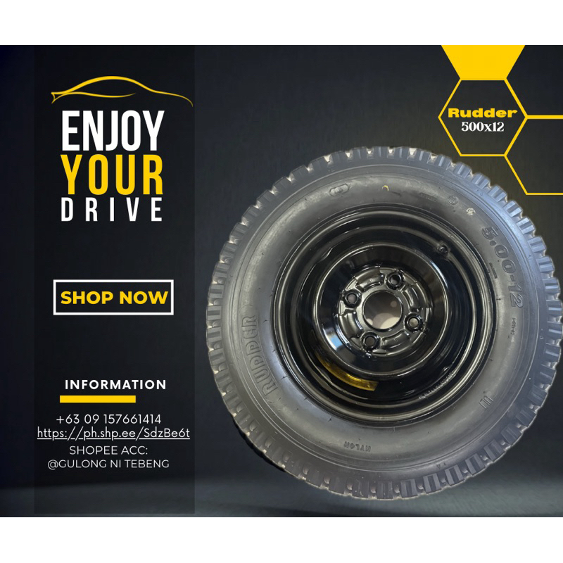 RUDDER 500x12 with rim brand new complete set/tire and rim only ...