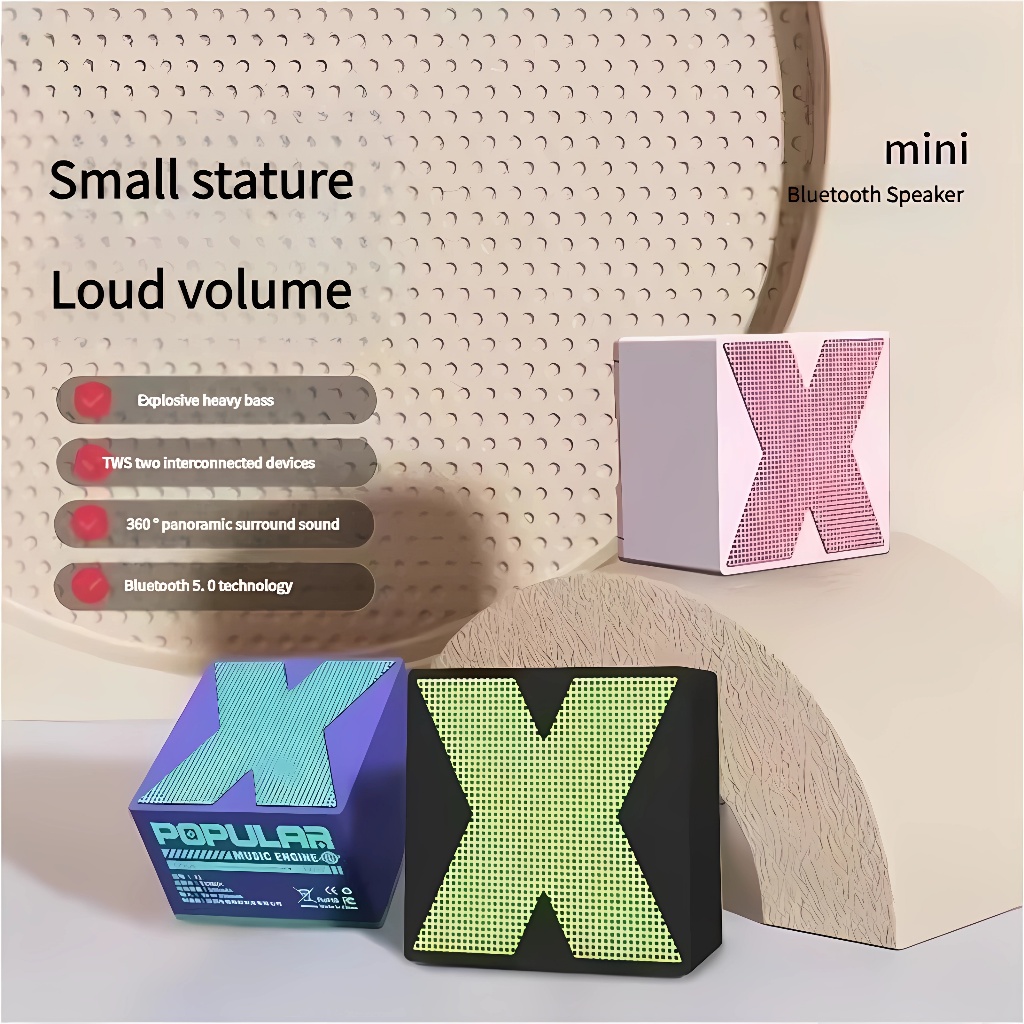 X1 Speaker Portable Bluetooth 5.0 Stereo Surround Mini Desktop Speaker Outdoor Subwoofer ...