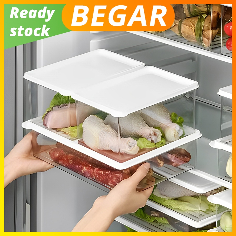 Kitchen Refrigerator Organizer Freezer Food Keeper Storage Box ...