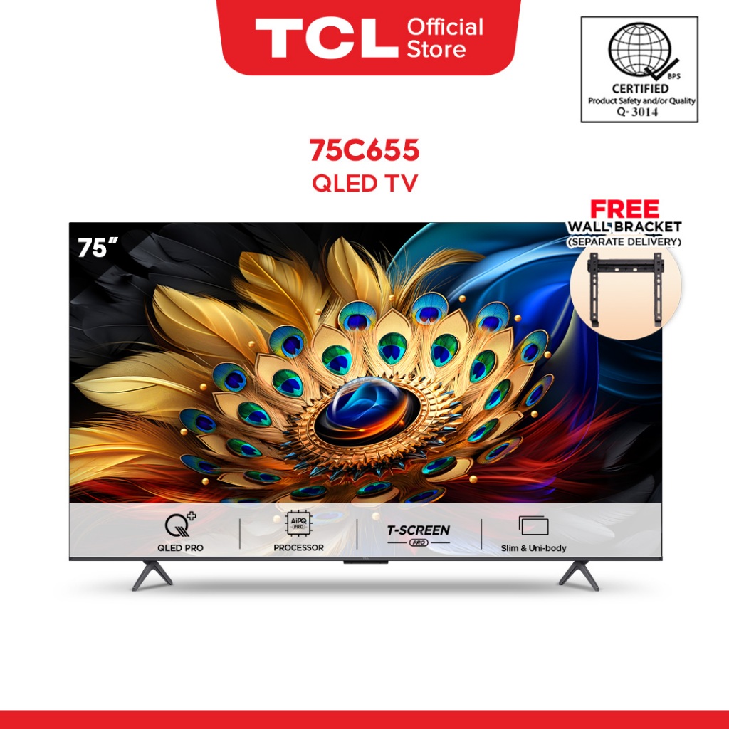 TCL 75 Inch 4K QLED TV - 75C655 (QLED Pro, Dolby Vision (Atmos), Multiple Eye Care, Big Memory ...