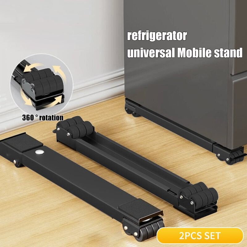 2PCS Set Washing Machine Refrigerator Mobile Base Stand Adjustable Rack ...