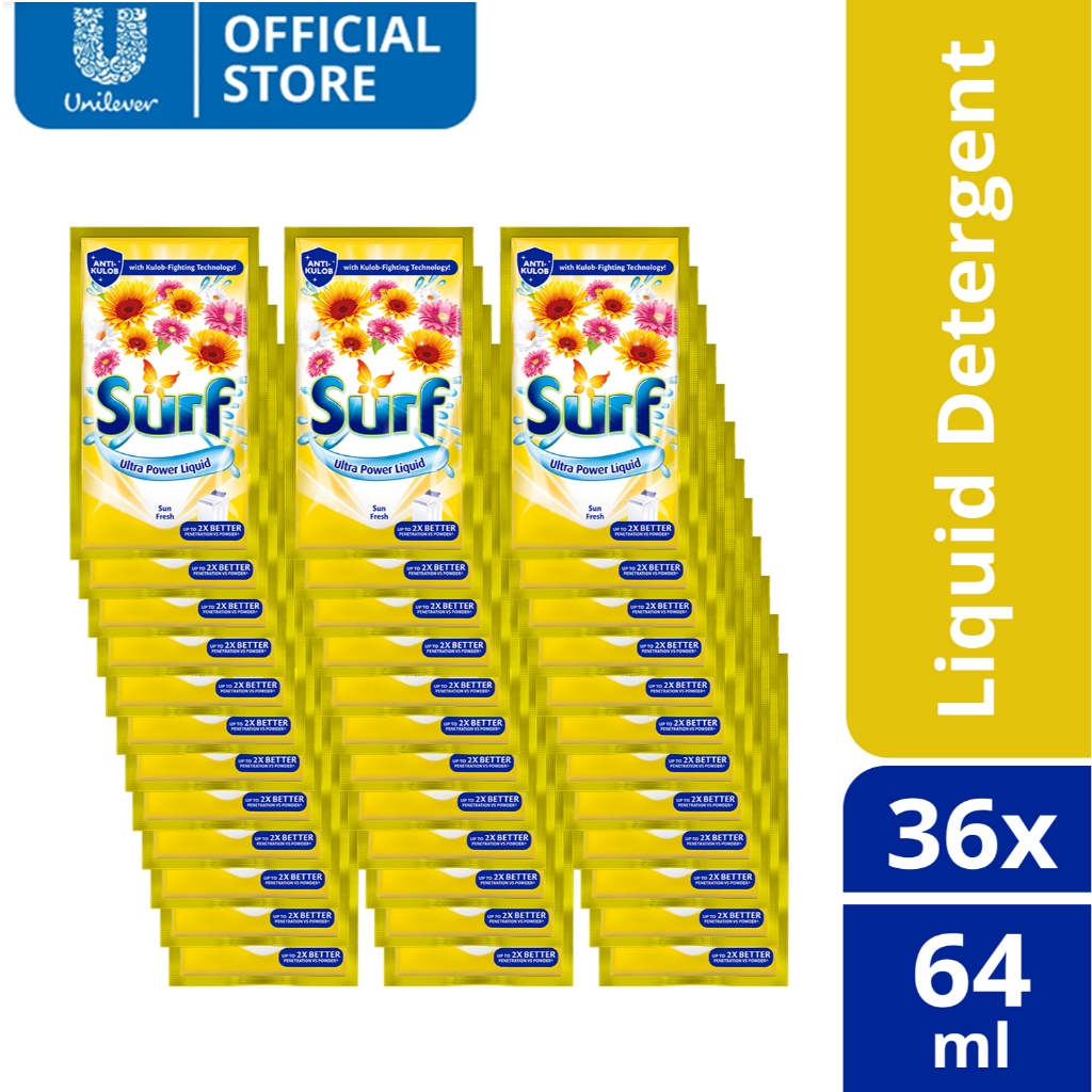 Surf Sun Fresh Laundry Liquid Detergent 64ML Sachet x 36 | Shopee ...