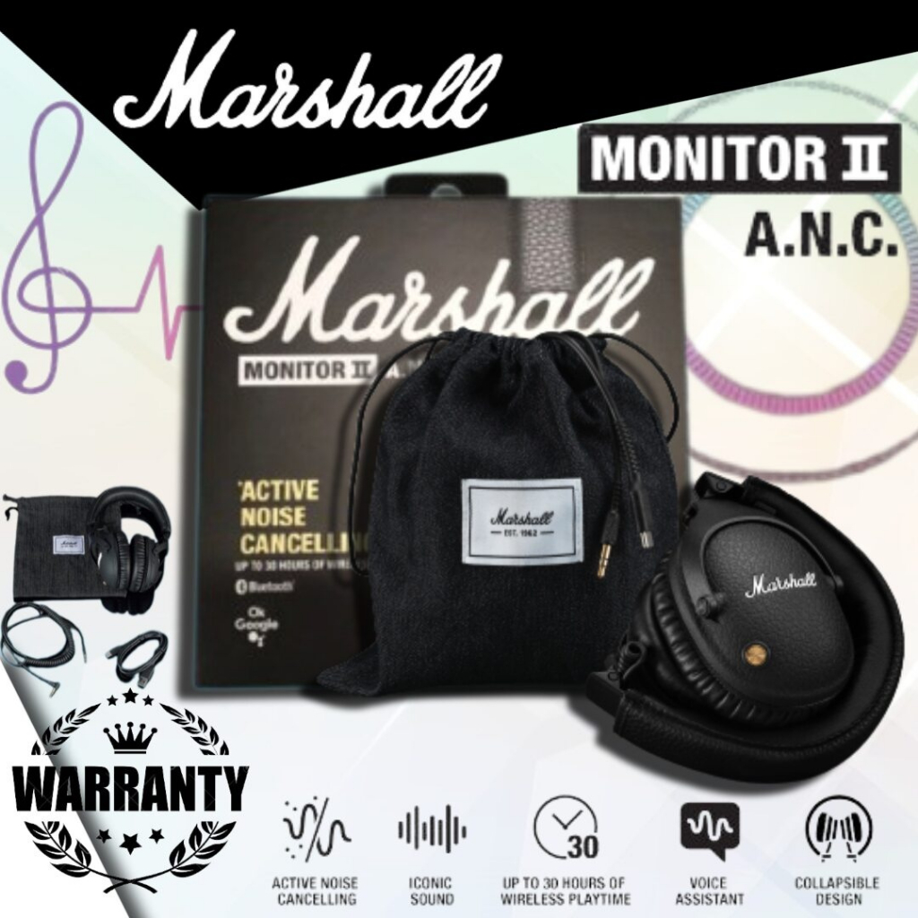PROMO!! MARSHALL Monitor II ANC Bluetooth Wireless Bluetooth Sport ...