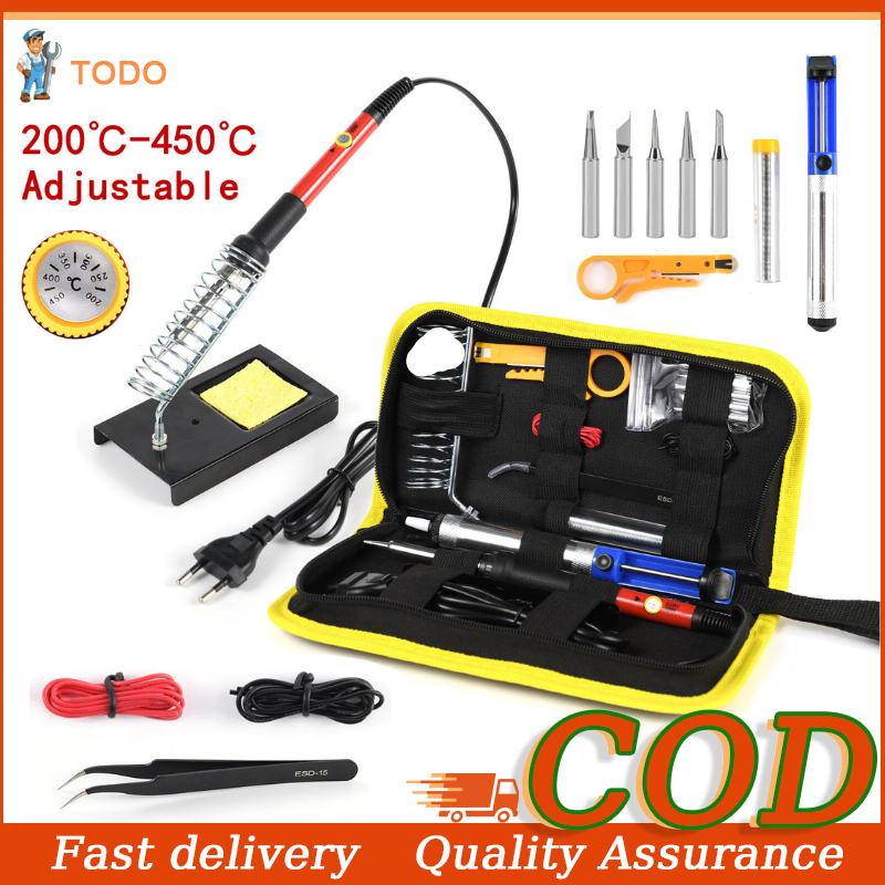 220V 60W 15-in-1 set Electric Soldering Iron Kit 200-450°C with Adjustable Temperature Control ...