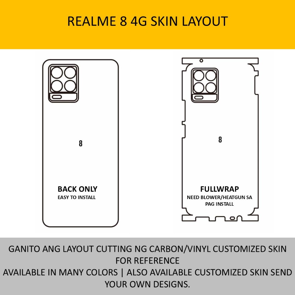 REALME 8 4G CARBON SKIN CUSTOMIZED VINYL STICKER | Shopee Philippines