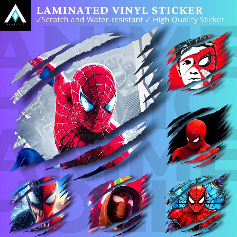 SPIDERMAN SCRATCH DESIGN STICKERS ~ LAMINATED VINYL STICKERS ...