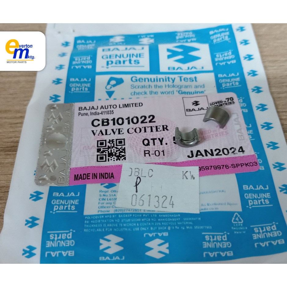 CT125/N250 VALVE LOCK (COTTER) 1 SET = 2 PCS [CB101022] BAJAJ GENUINE ...