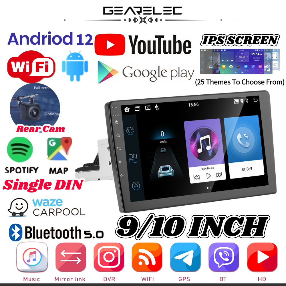 GEARELEC 9/10 Inch Android Head Unit 1DIN Android Car Radio Touch ...