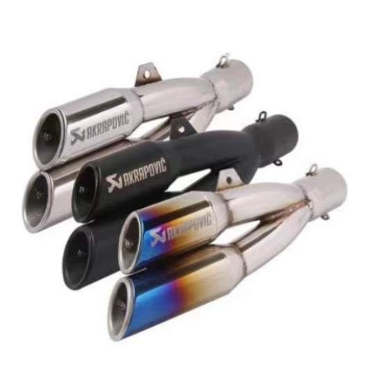 【Spot】double outlet 38-51mm exhaust pipe carbon tank muffler exhaust ...