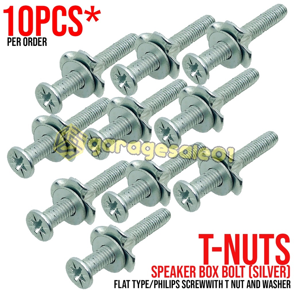 GS10 10PCS T-NUTS TNuts TNUT Flat Type Speaker Box Bolt w/ T Nut and ...