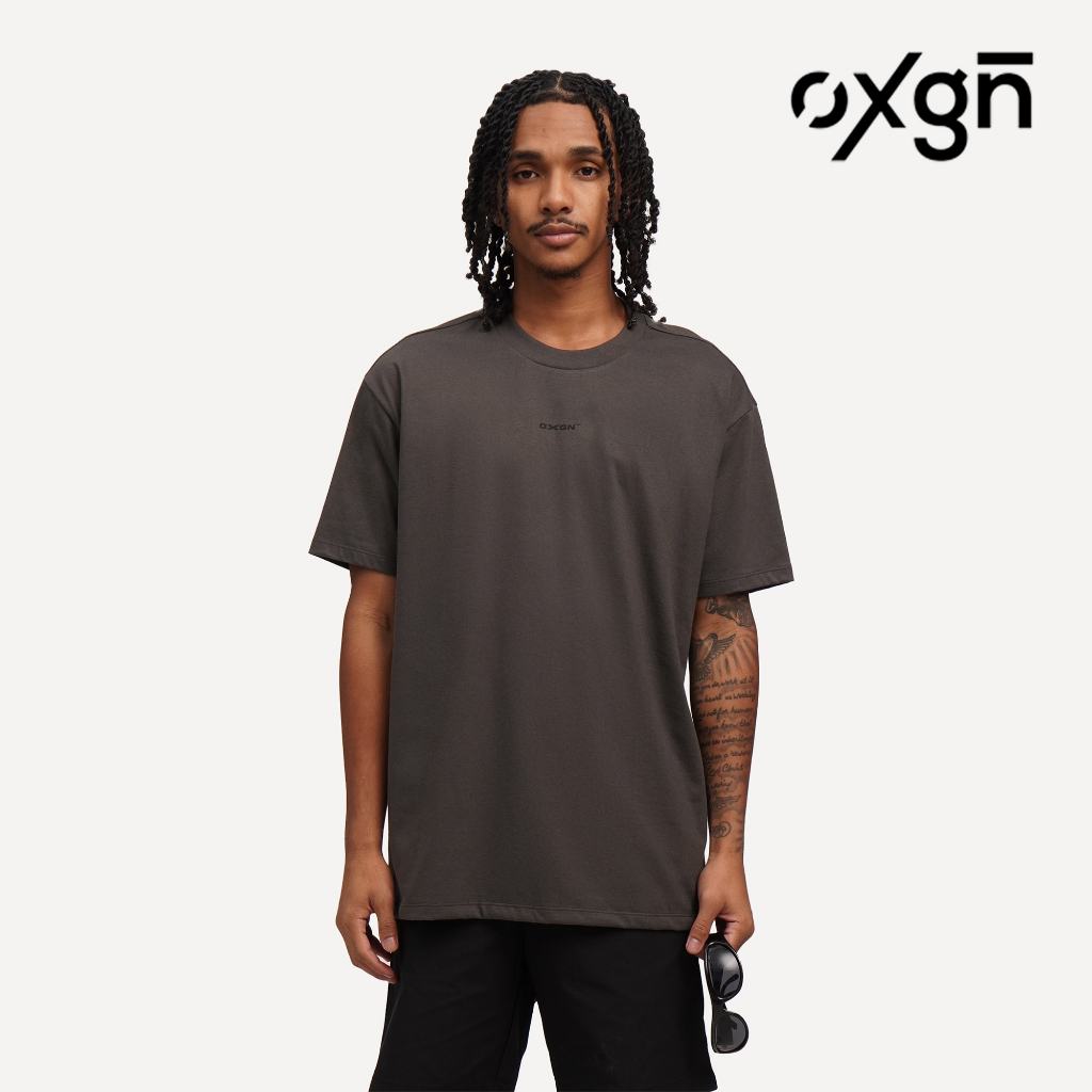 OXGN Logo T-Shirt For Men (Dark Gray/White) | Shopee Philippines
