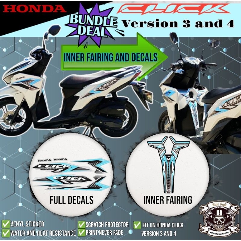 Honda Click Version 3 and 4 Inner Fairing And Full Decals Sticker ...
