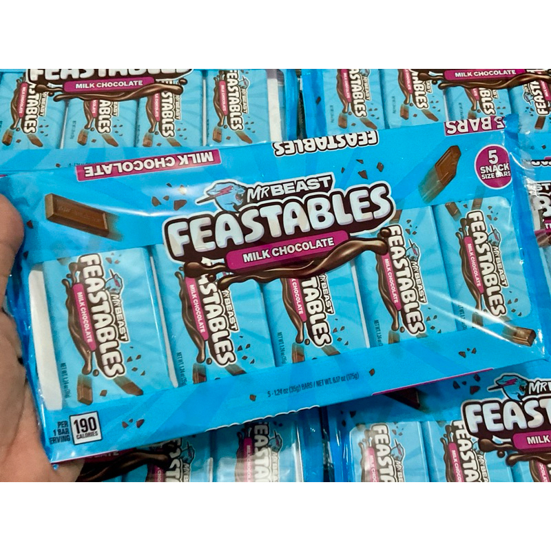 Mr. Beast Feastables Milk Chocolate Bars 35 grams x 5 Snack Size Pack ...