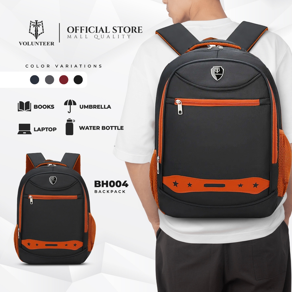 VOLUNTEER School Backpack For Men and Women Waterproof Bags TWO-WAY ...