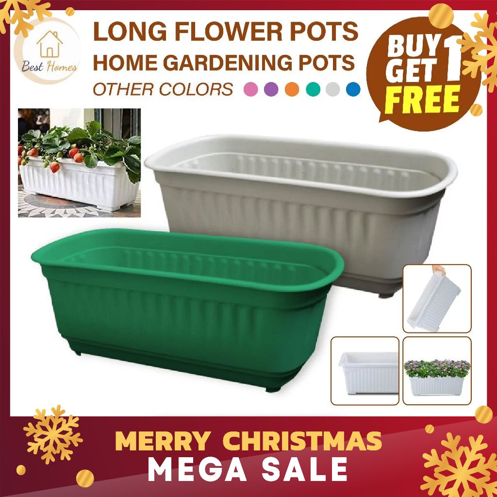 [BUY 1 GET 1 FREE ] Plastic Long Rectangular Plant Pot For Gardening ...