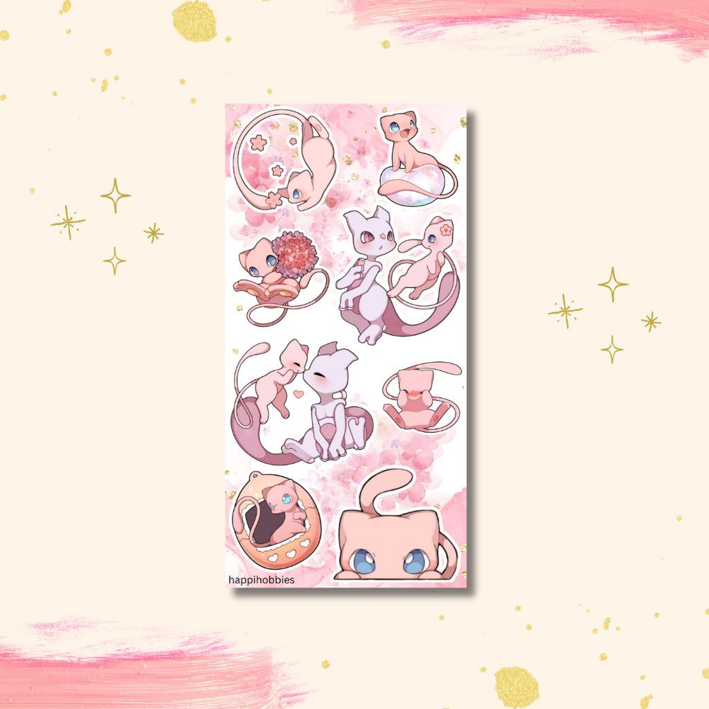Pokemon Collection | (Mew/Mewtwo1) Cute Pokemon Sticker Sheets ...