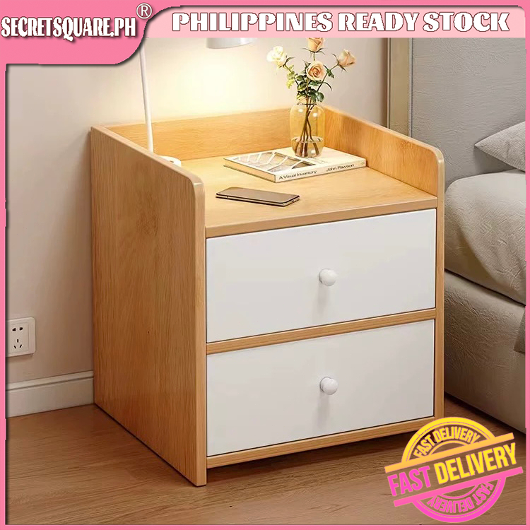 COD Simple Bedside Table With Locking Drawer Nightstand Table Bedroom ...