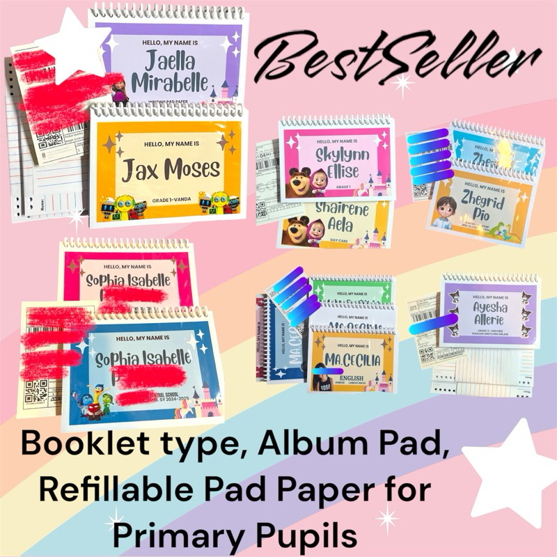 Booklet type, Refillable Personalize Ring Bind Pad Paper,Daycare,Kinder ...