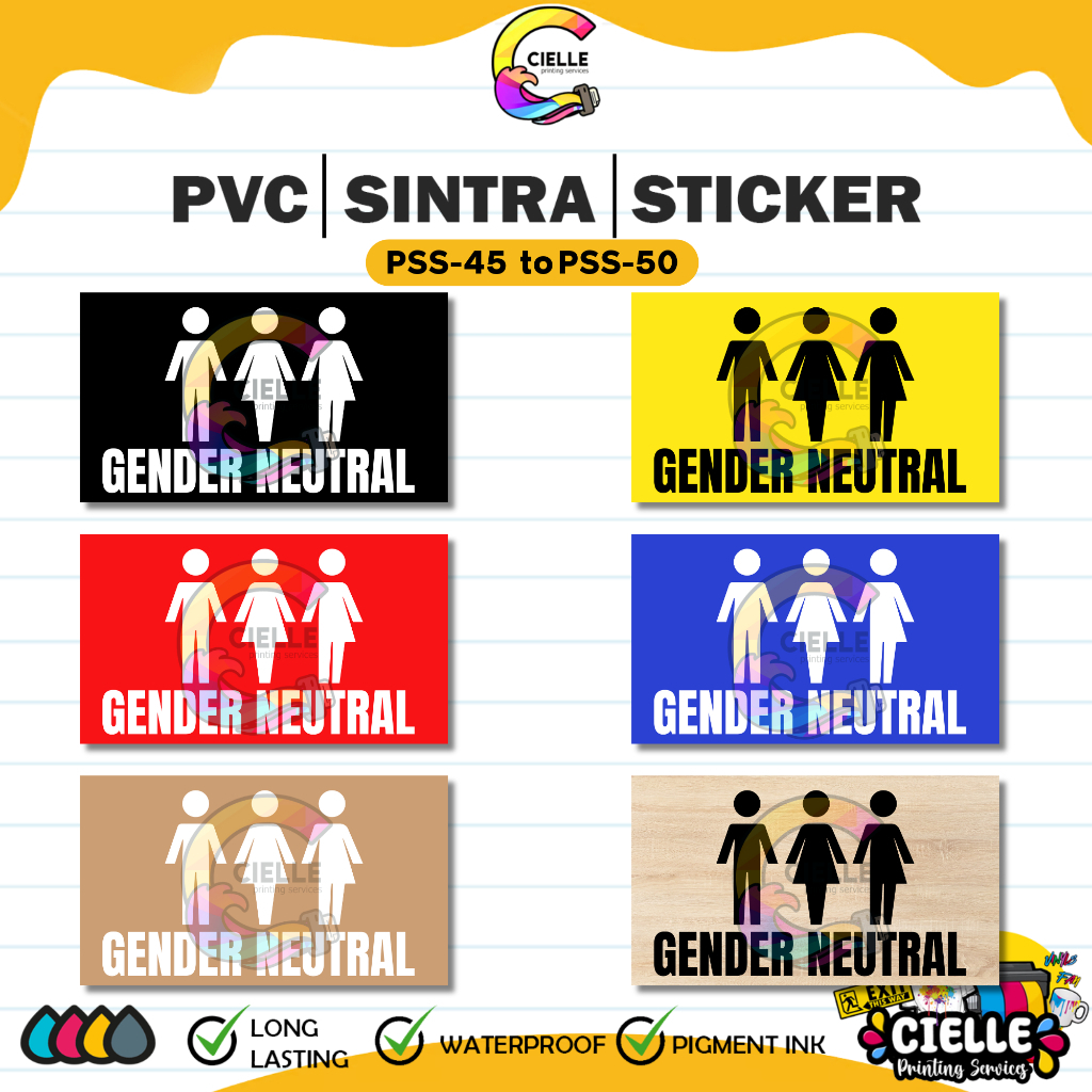 PVC │ SINTRA │ STICKER SIGNAGES (PSS-45 to PSS-50) - GENDER NEUTRAL ...